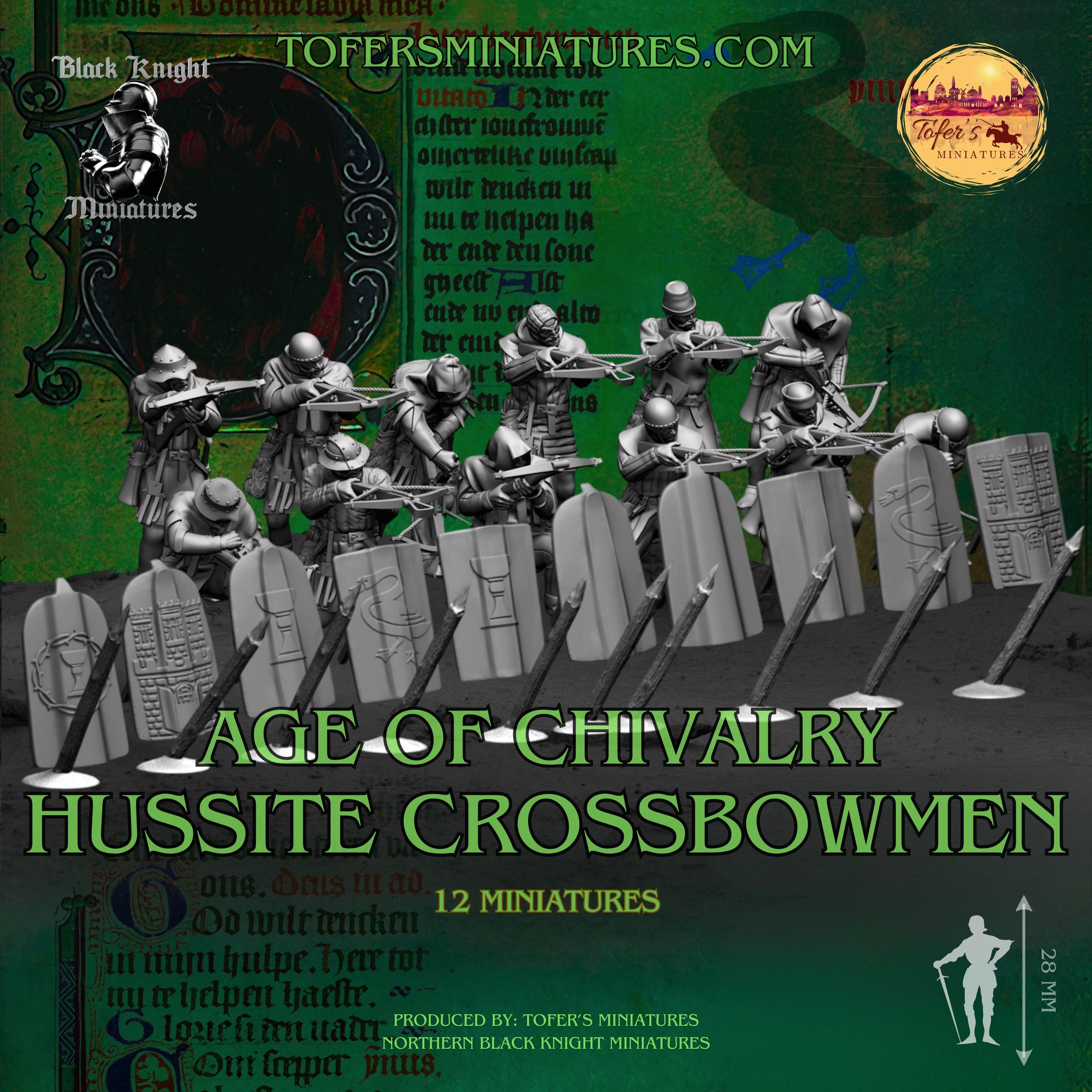 Age of Chivalry - Hussite Crossbowmen - Set of 12. 28 mm Miniatures ...