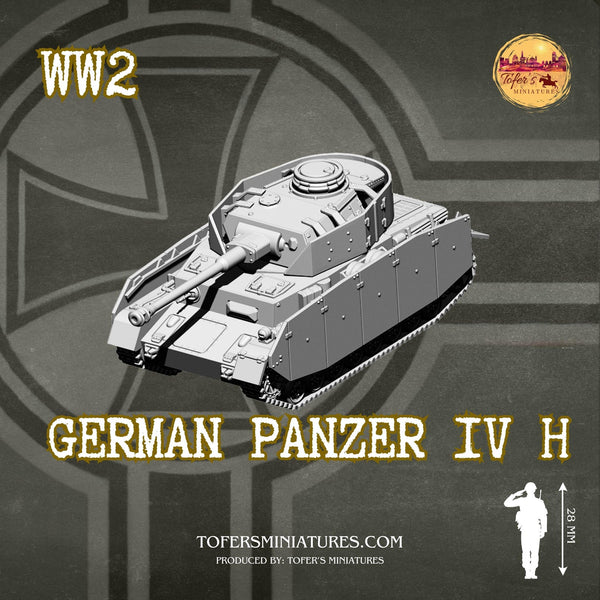 German Panzer IV H Tank (German, WW2) - Bolt Action 1/56 (28mm) scale ...