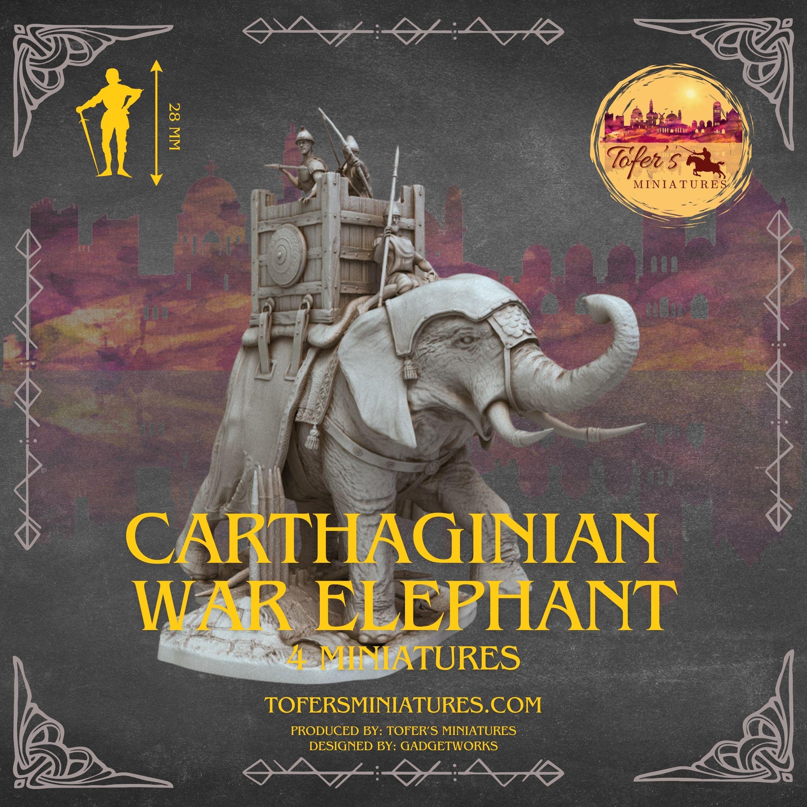 Carthaginian War Elephant. 28 mm – Tofer’s Miniatures